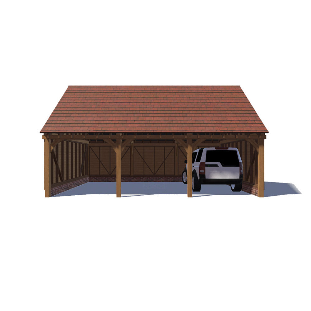 3-Bay Oak Garage Kit - gable ends, 40 deg roof pitch – Oakmasters ...